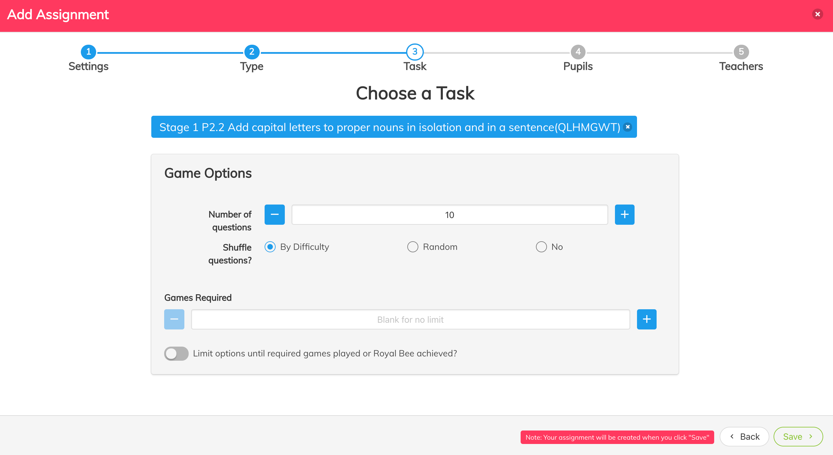 How to set an assignment